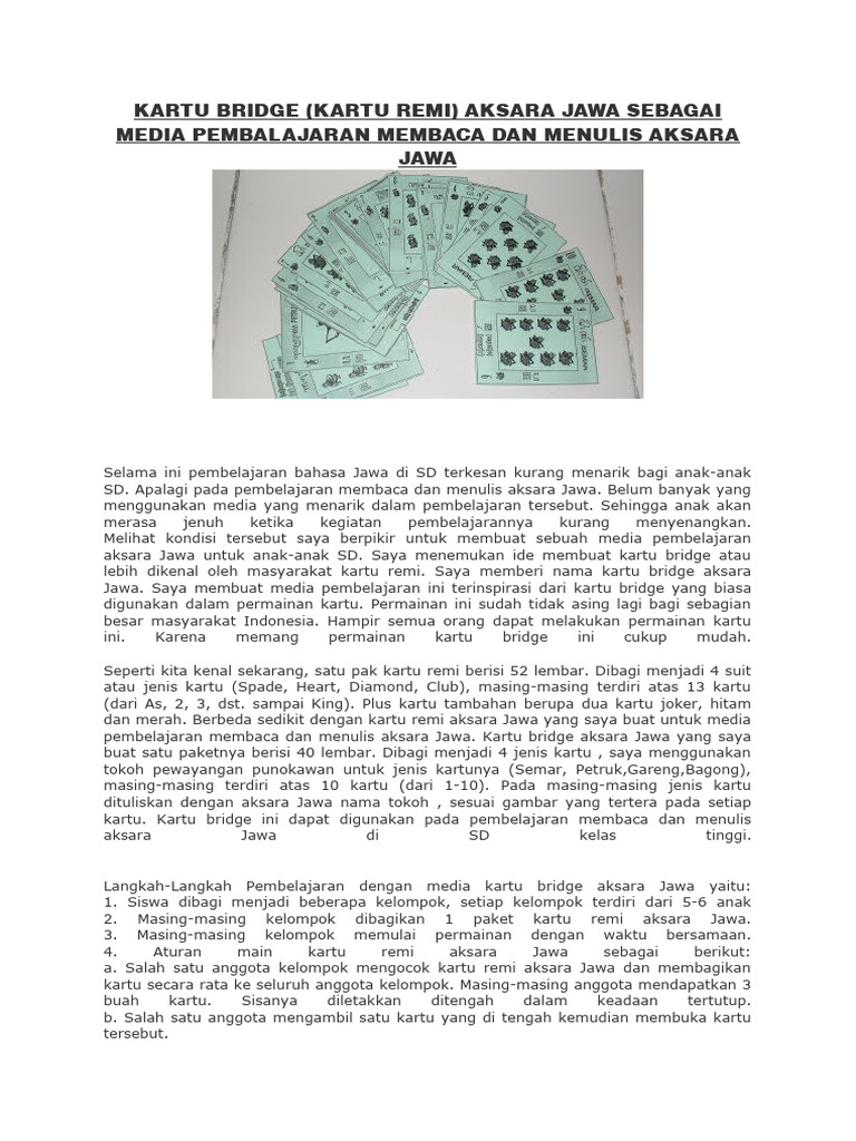 Kartu Bridge Aksara Jawa | PDF
