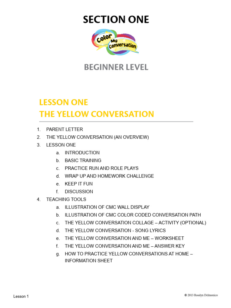Color My Conversation Yellow Conversation Sample | PDF | Nonverbal Communication | Conversation