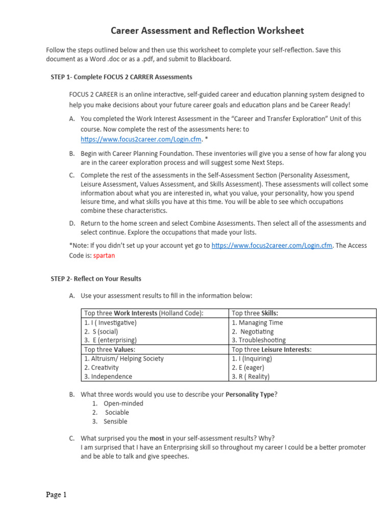 Career-Transfer Worksheet | PDF | Behavioural Sciences | Social Psychology
