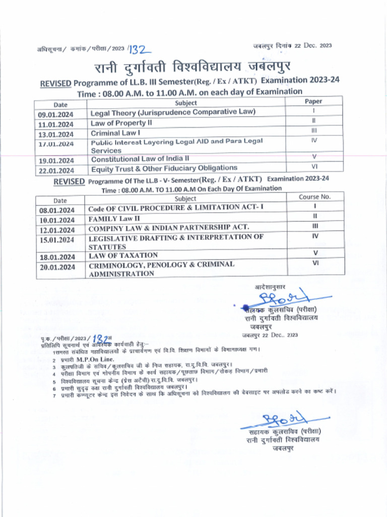 LLB Time Table | PDF