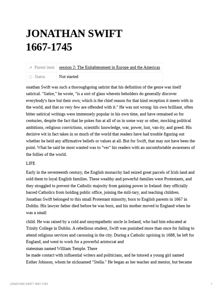 Jonathan Swift Ss2 | PDF | Jonathan Swift | Gulliver's Travels