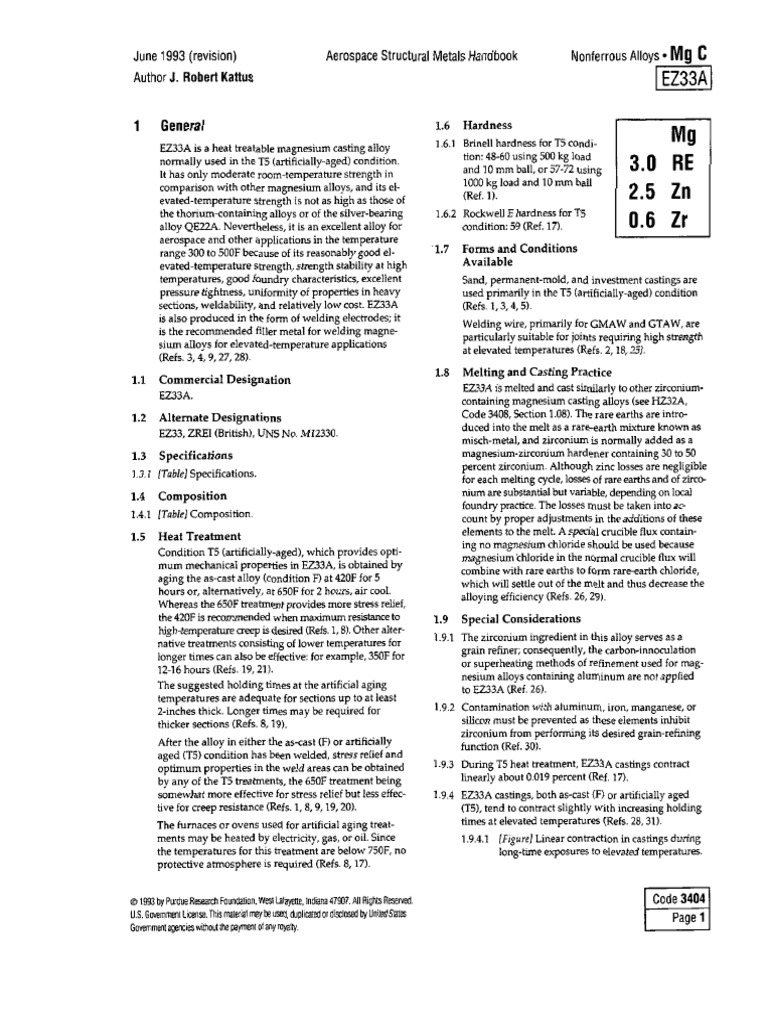 Aerospace Structural Metals Handbook ASMH, Magnesium Alloys | Download ...