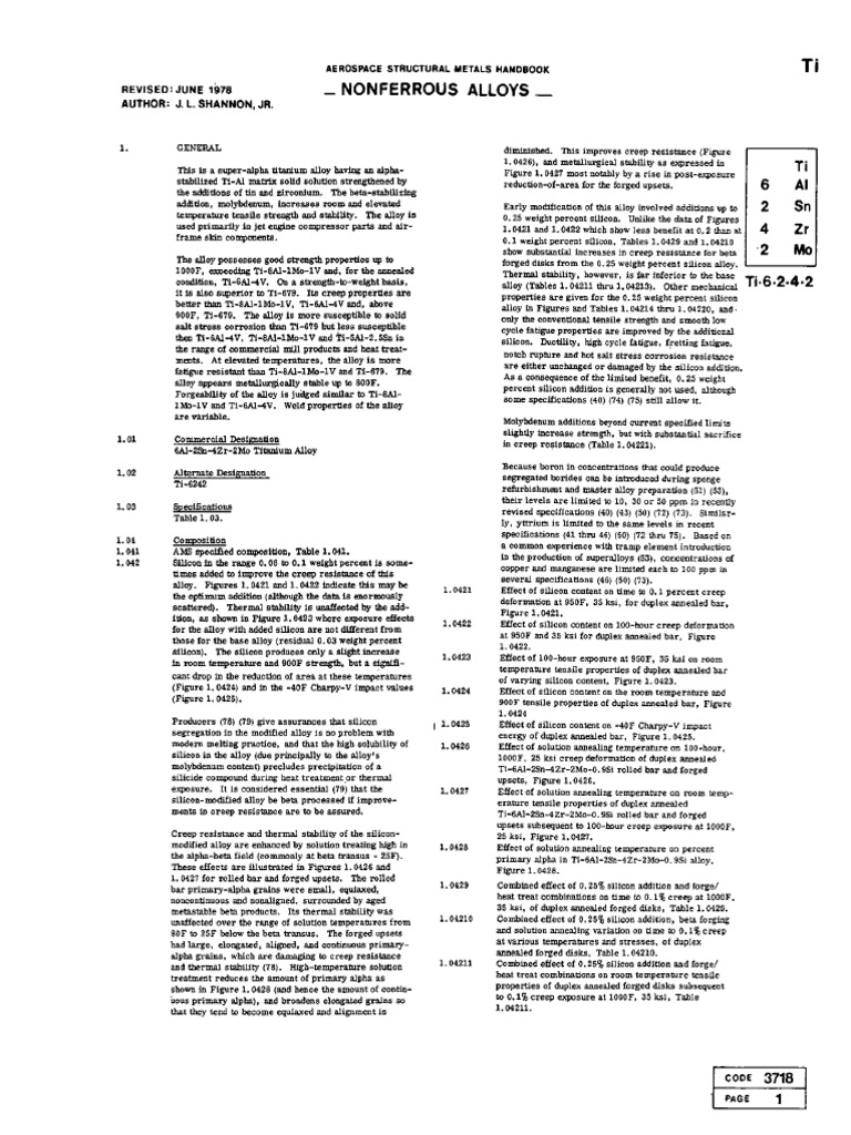 Aerospace Structural Metals Handbook ASMH, Titanium Alloys | PDF