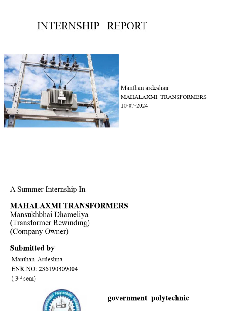 Internship Report New | PDF | Transformer | Electromagnetic Induction
