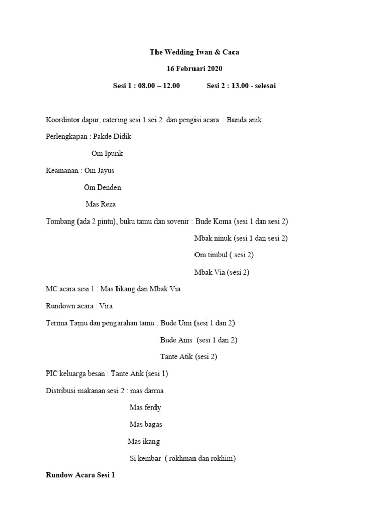 (Rundown Wedding) Iwan - Caca | PDF