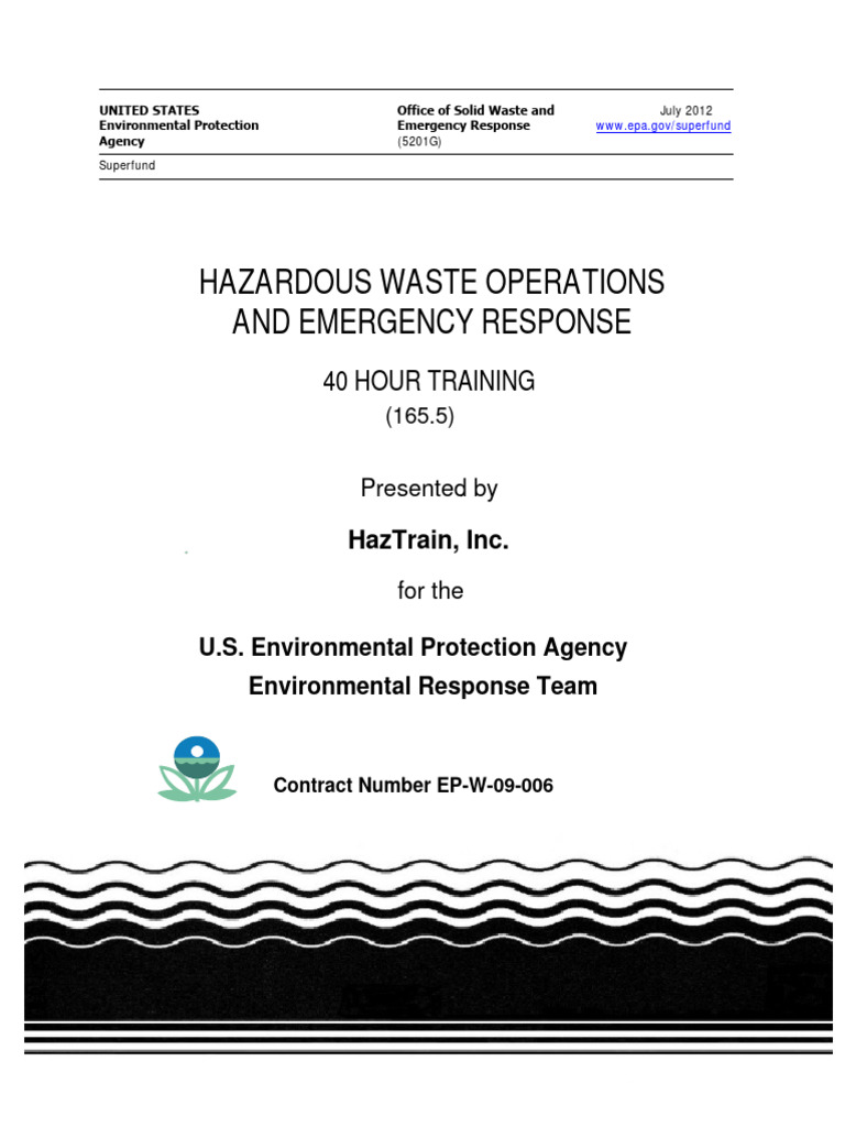 Ertp Hazwoper 40 HR Manual | PDF | Resource Conservation And Recovery ...