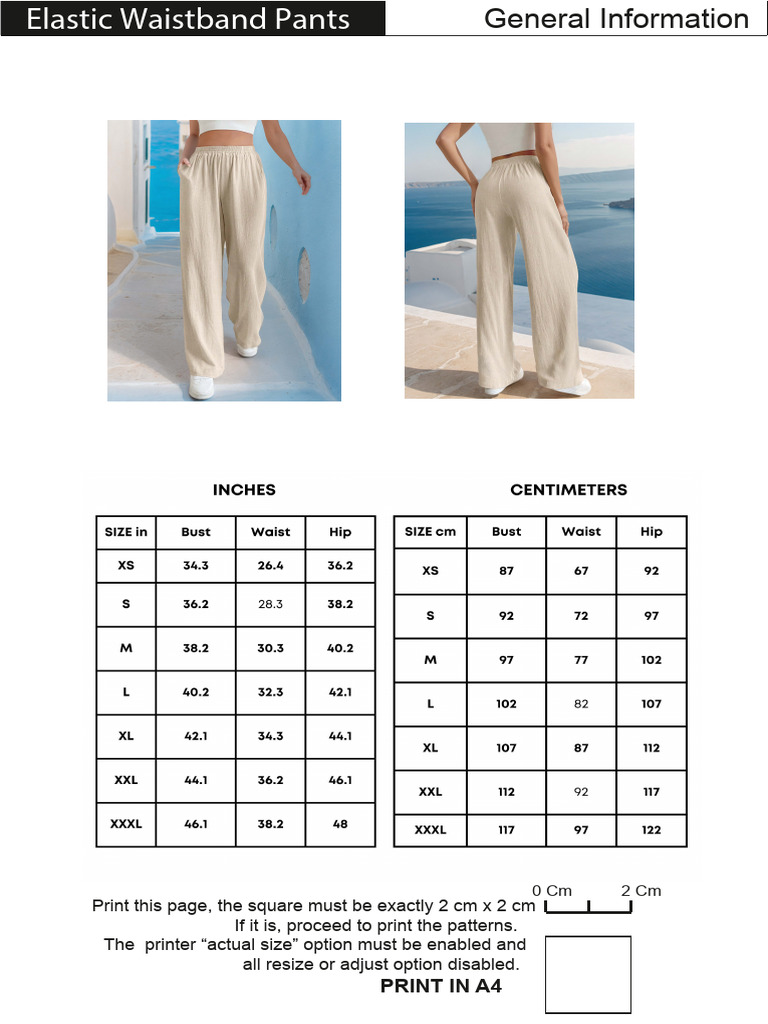 Elastic Waistband Pants Pattern Guide | PDF
