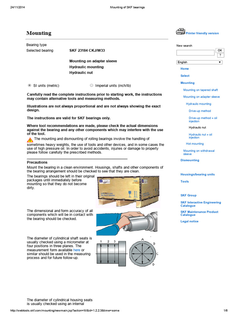 1-Mounting of SKF Bearings | PDF | Bearing (Mechanical) | Pump