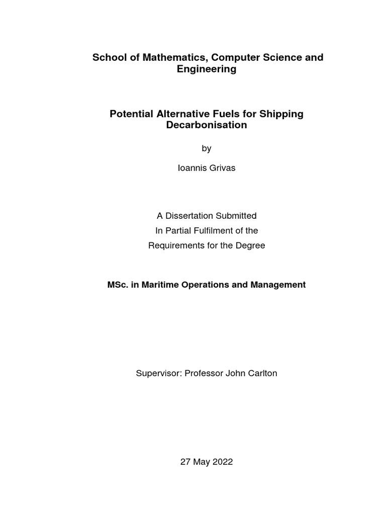 Potential Alternative Fuels For Shipping Decarbonisation | PDF ...