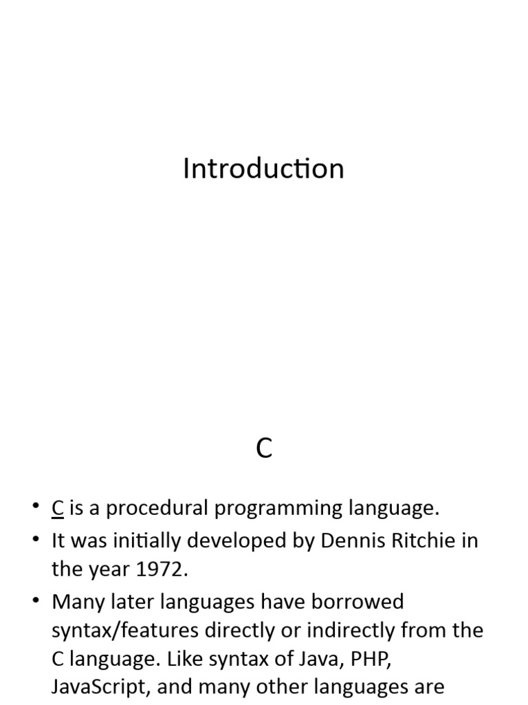 Introductionc Pdf Integer Computer Science C Programming Language 