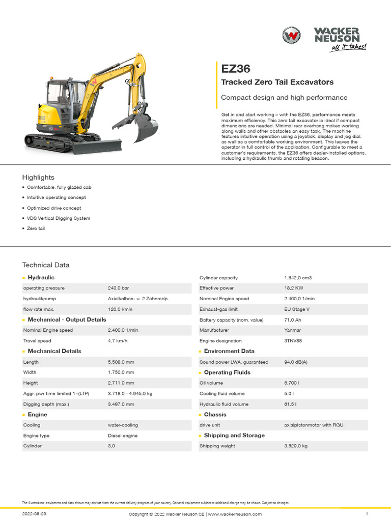 Wacker Neuson EZ36 Datasheet | PDF | Engines | Manufactured Goods