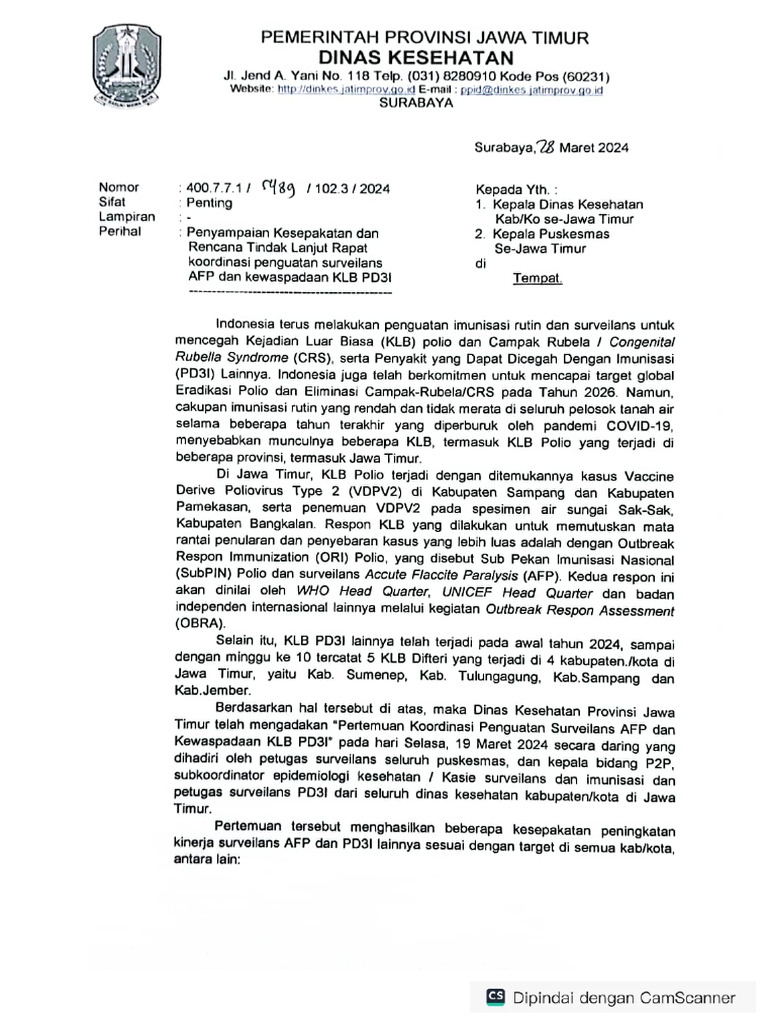 RTL Rakor Penguatan Surveilans AFP Dan Kewaspadaan KLB PD3I Utk ...