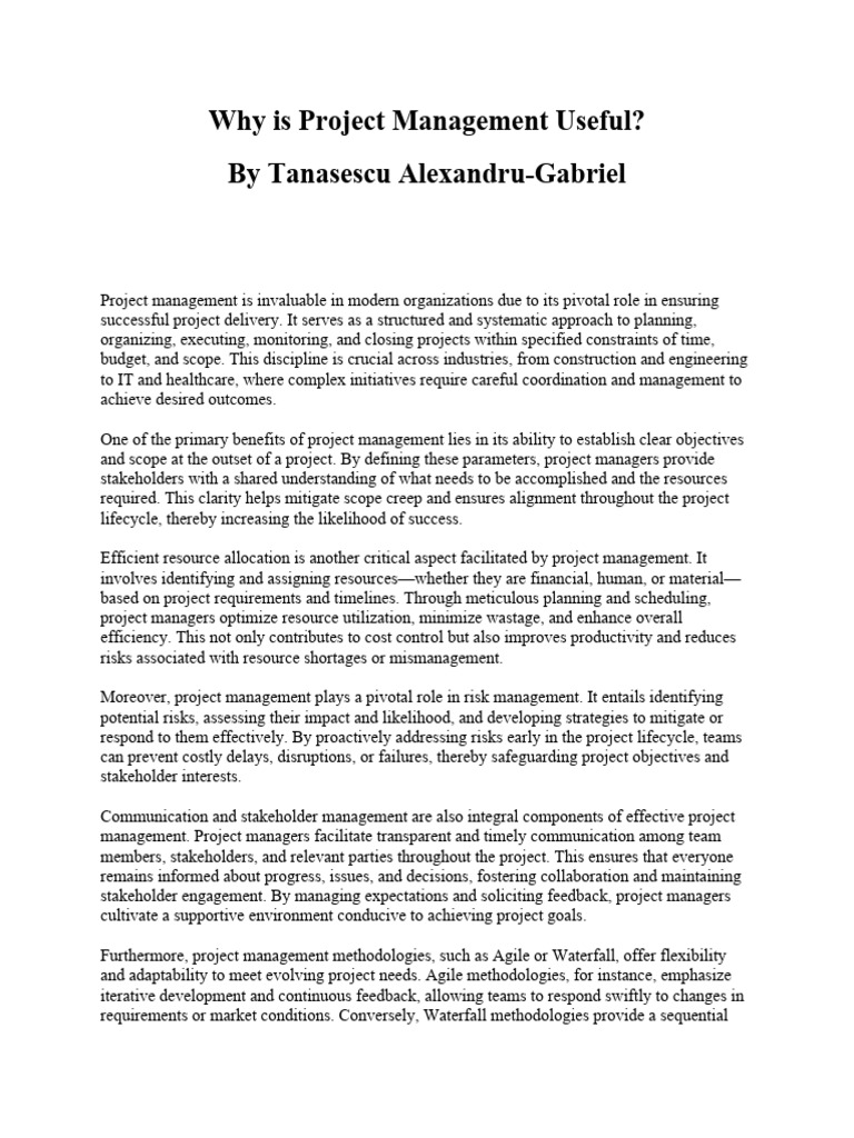 Why Is Project Management Useful | PDF | Project Management | Agile ...