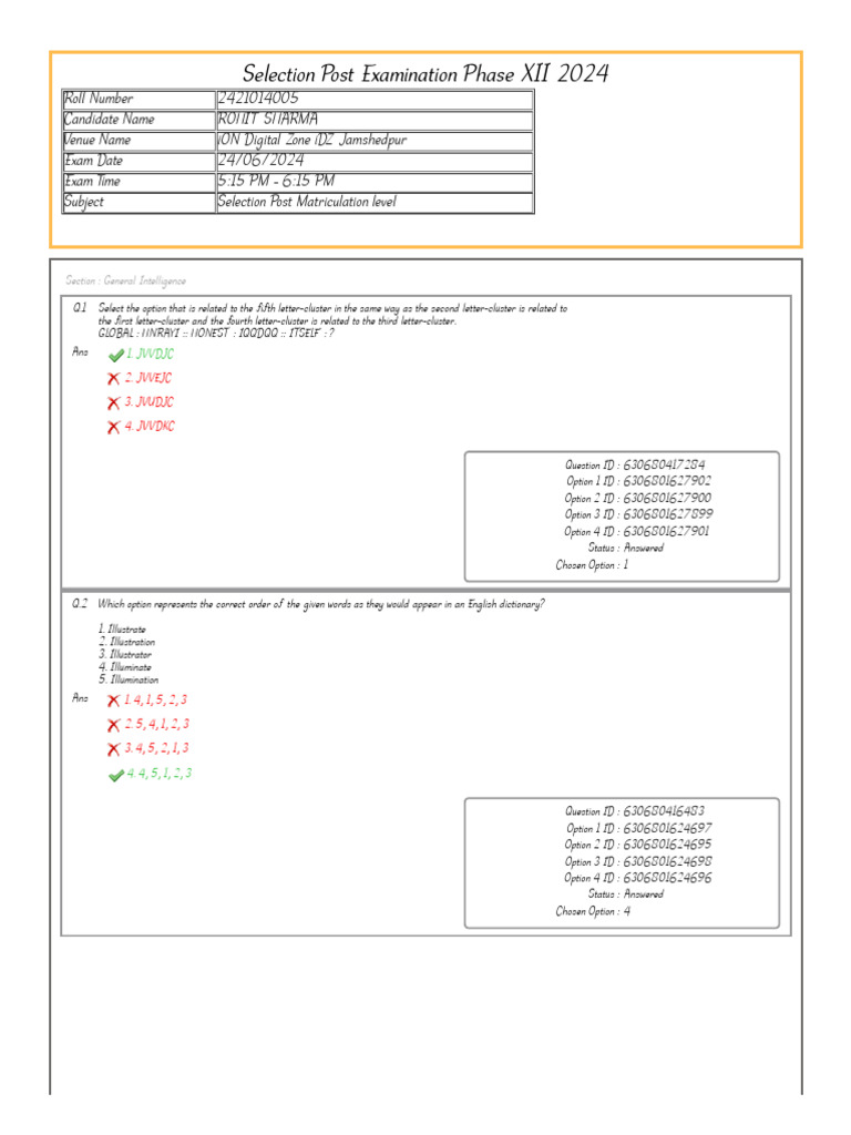 Answer Key Rohit | PDF | Question