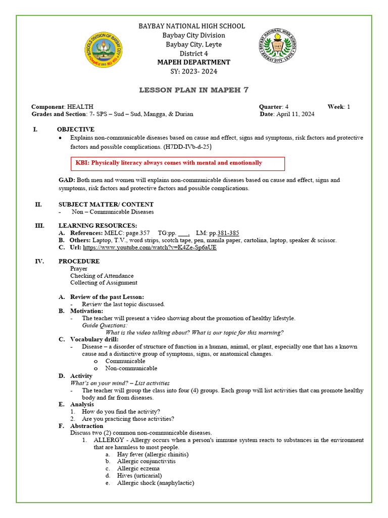 Health Lesson Plan Q4 L1.2 | PDF | Allergy | Clinical Medicine