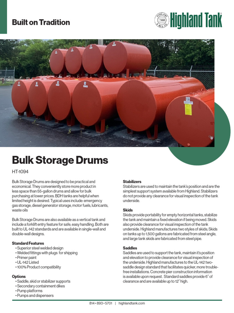 Bulk Storage Drums for Efficient Fuel Storage | PDF | Manufactured Goods
