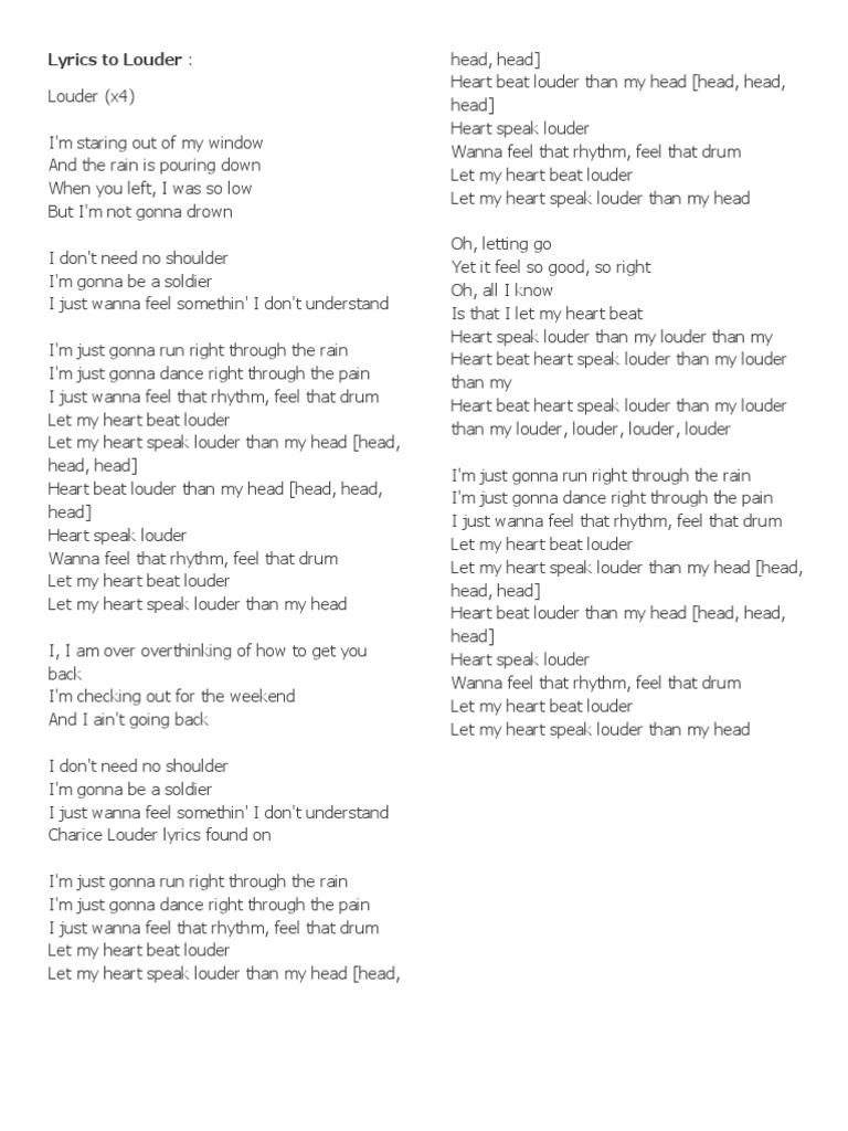 Lyrics To Louder | PDF | Leisure | Entertainment (General)