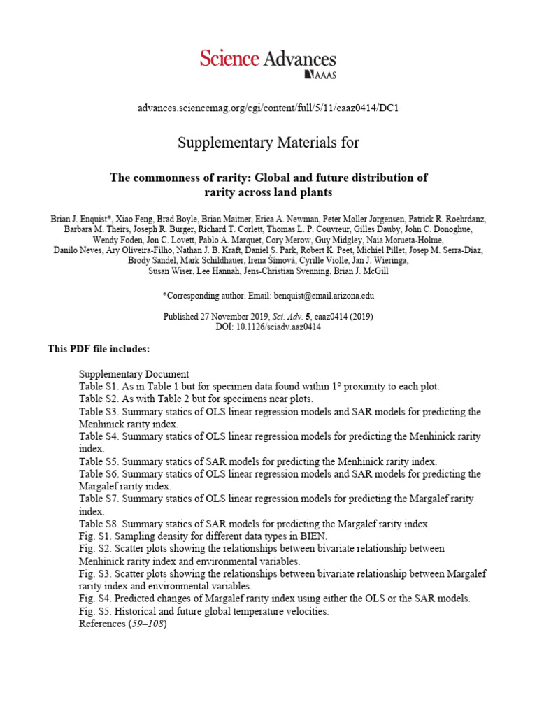 Future Distribution of Plant Rarity | PDF | Taxonomy (Biology)