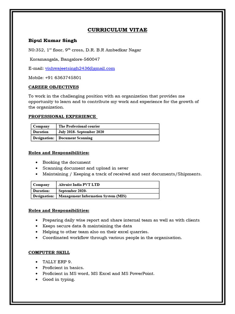 My Resume(Bipul Singh) | PDF