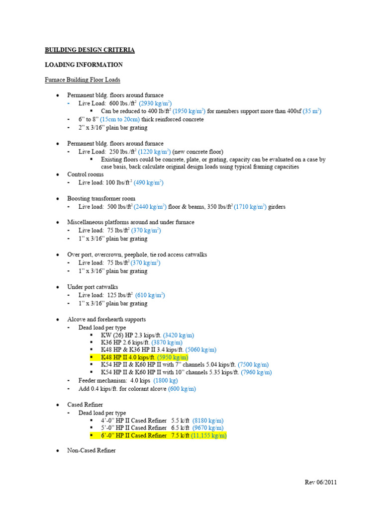 Furnace Building Load Design Criteria | PDF | Beam (Structure ...