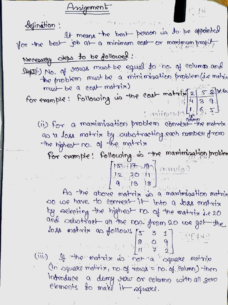 Assignment Problem | PDF