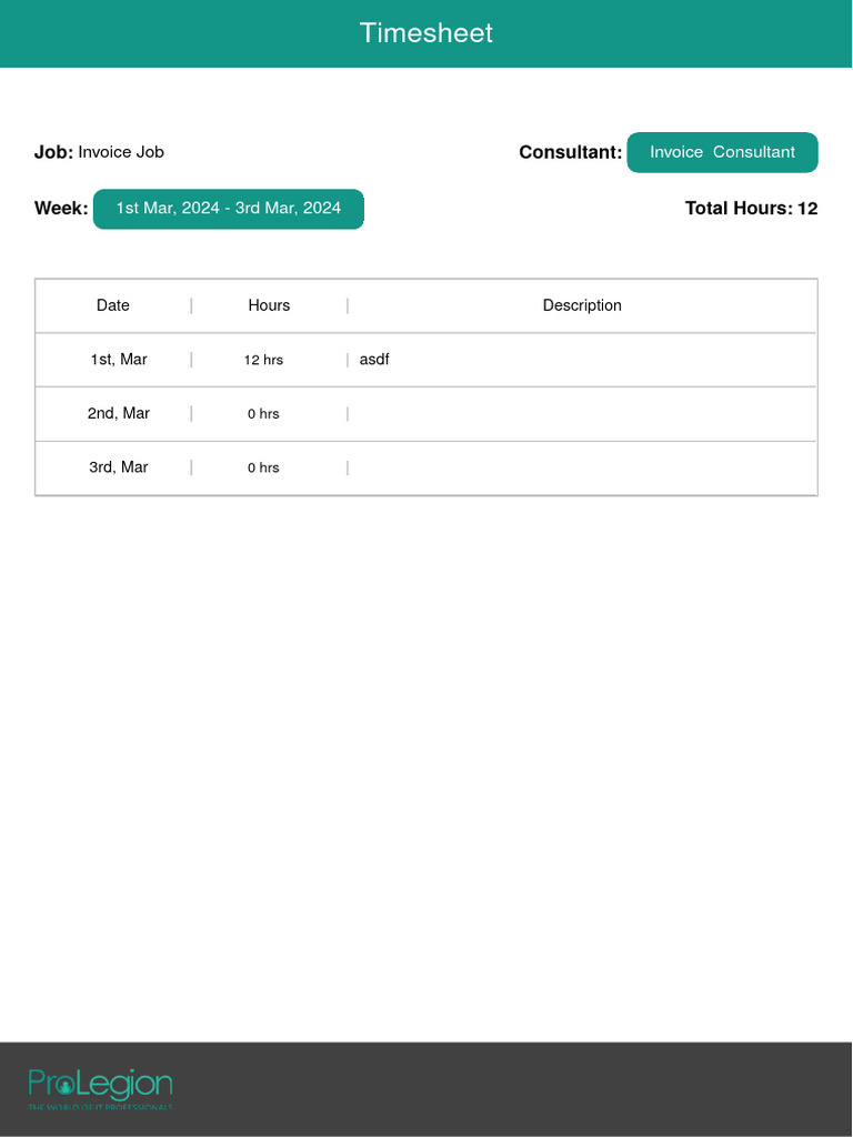 Timesheet: Invoice Consultant | PDF