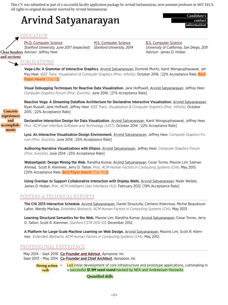 Arvind Satyanarayan CV Annotated | PDF | Visualization (Graphics) | Human–Computer Interaction