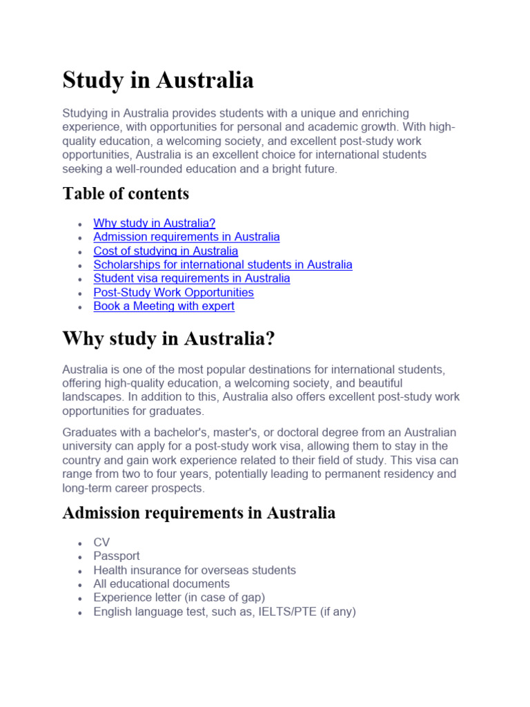 Study in Australia | PDF | Postgraduate Education | Travel Visa