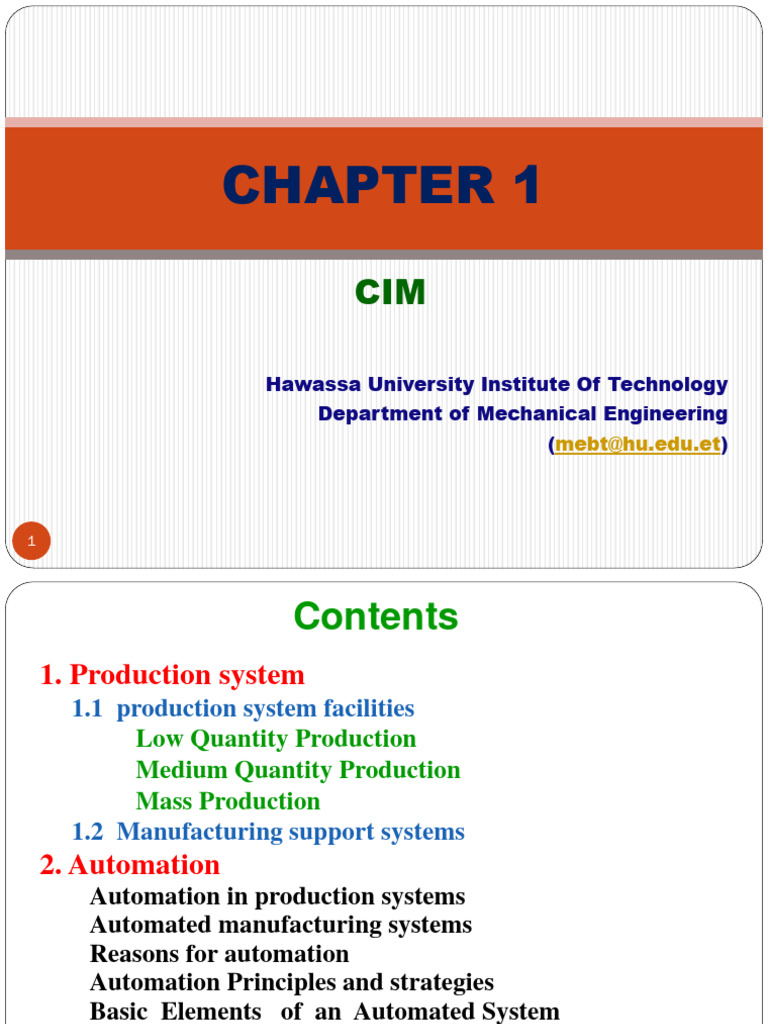 CIM LECTURE ONE | PDF | Automation | Control Theory