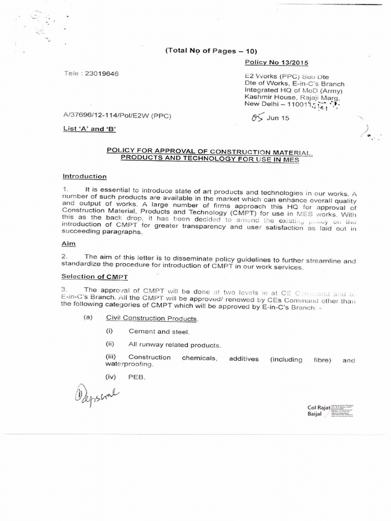 MES Construction Material Approval Policy | PDF | Life Cycle Assessment ...