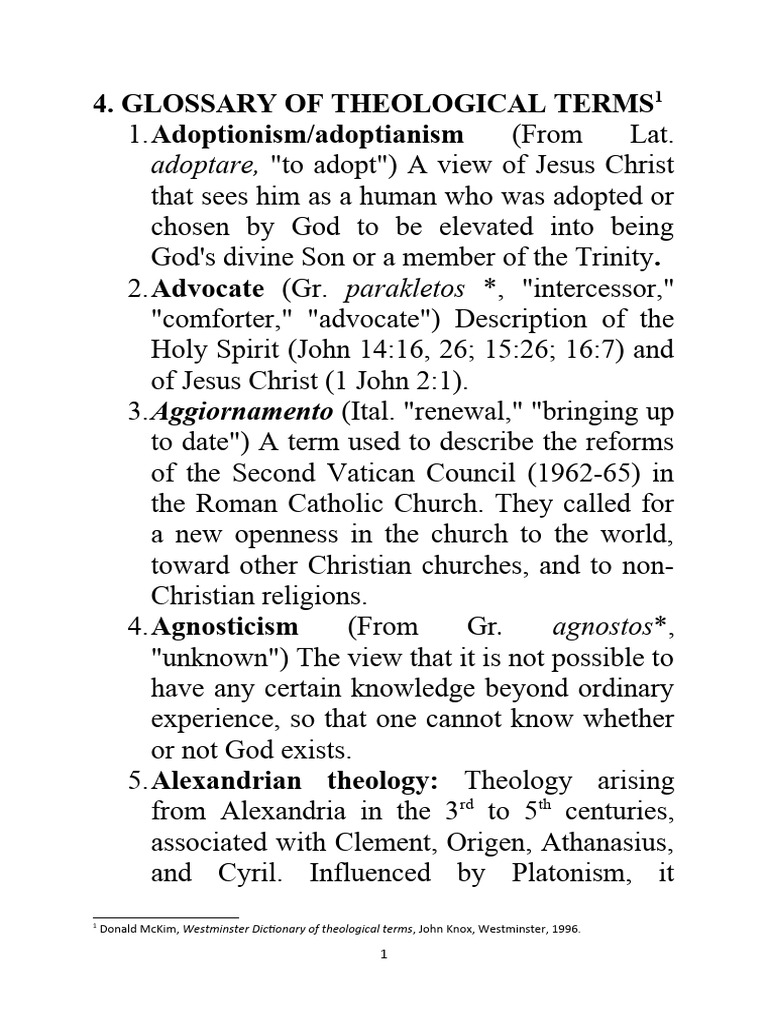 Glossary of Theological Terms | PDF | Christian Church | Baptism