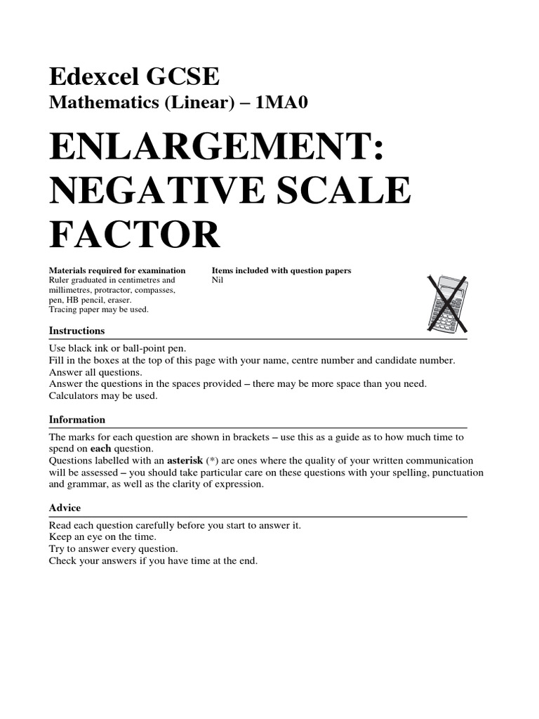 Negative Scale Factor Enlargements | PDF
