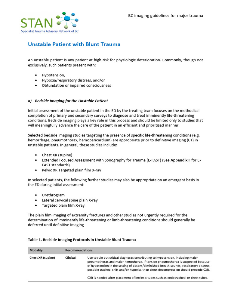 03 Unstable Patient With Blunt Trauma | PDF | Major Trauma | Clinical ...