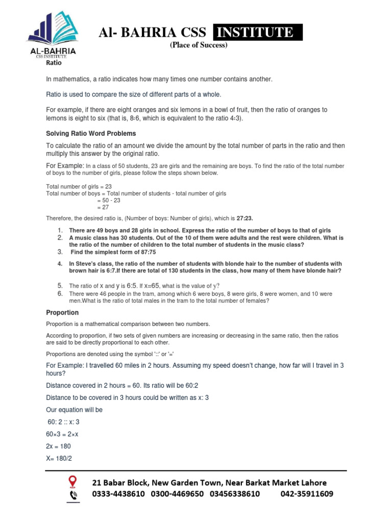 05 Ratio and Proportion | PDF | Ratio | Mathematics