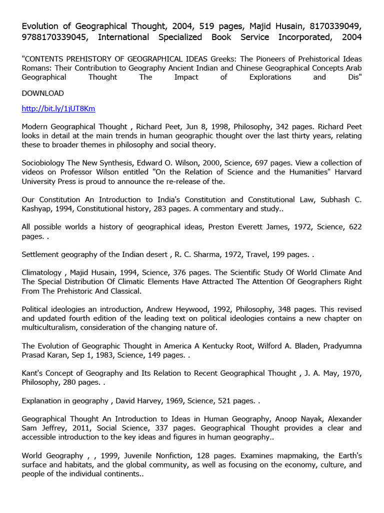 Evolution of Geographical Thought | PDF | Geography | Science