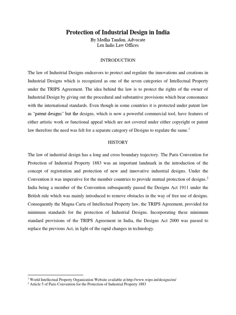 Protection of Industrial Design in India | PDF | Trademark | Copyright ...