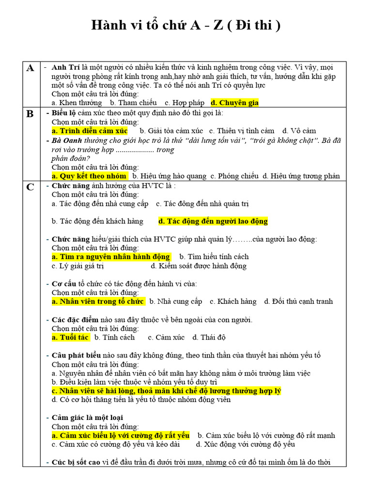 Hành VI T CH A - Z (Đi Thi) : Rơi Vào Trư NG H P ...