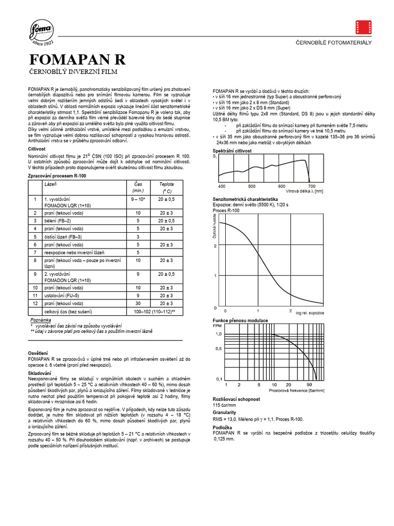 Fomapan R 100 - CZ | PDF