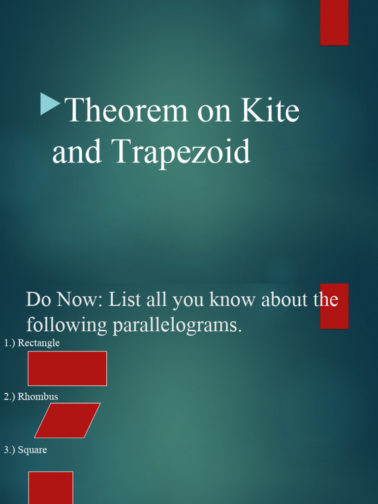 G9 Math Q3- Week 3- Theorem on Kite and Trapezoid | PDF | Rectangle | Geometry