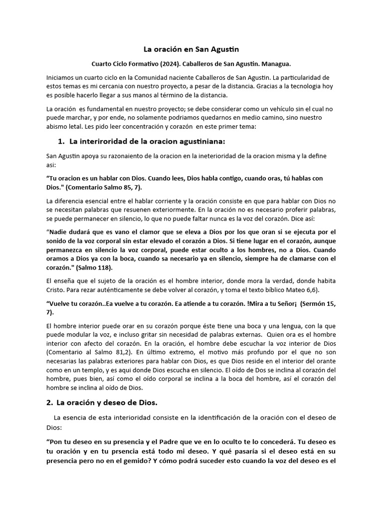La Oracion en San Agustin | PDF | Oración | Salmos