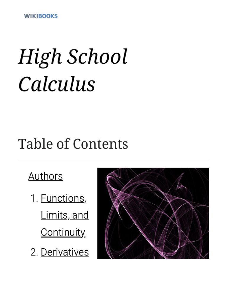 High School Calculus | PDF