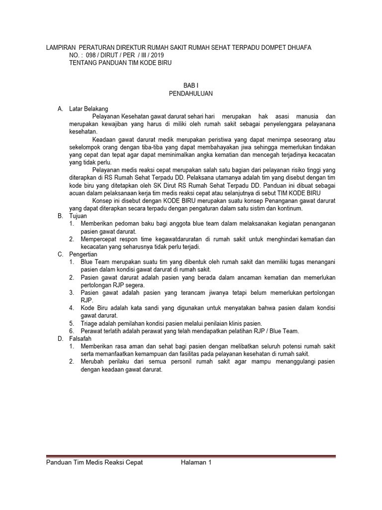 31 Panduan Tim Medis Reaksi Cepat 098 | PDF