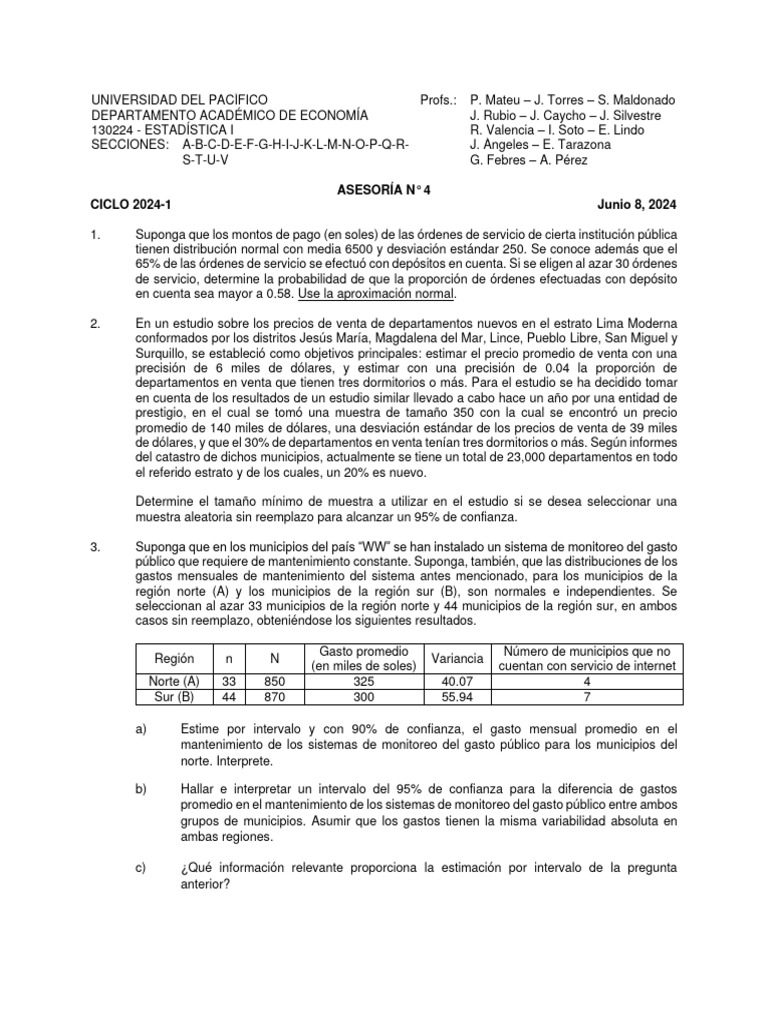 Est1-2024-1 A4-1 | PDF | Diferencia | Muestreo (Estadísticas)