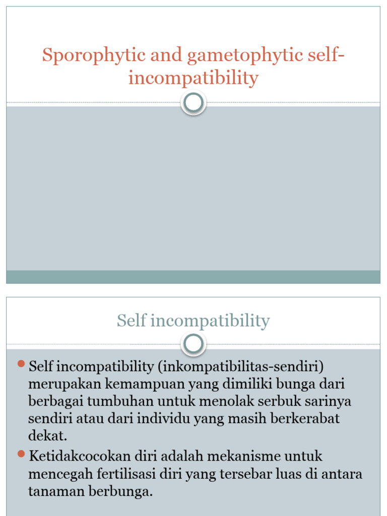 Sporophytic and Gametophytic Self-Incompatibility | PDF