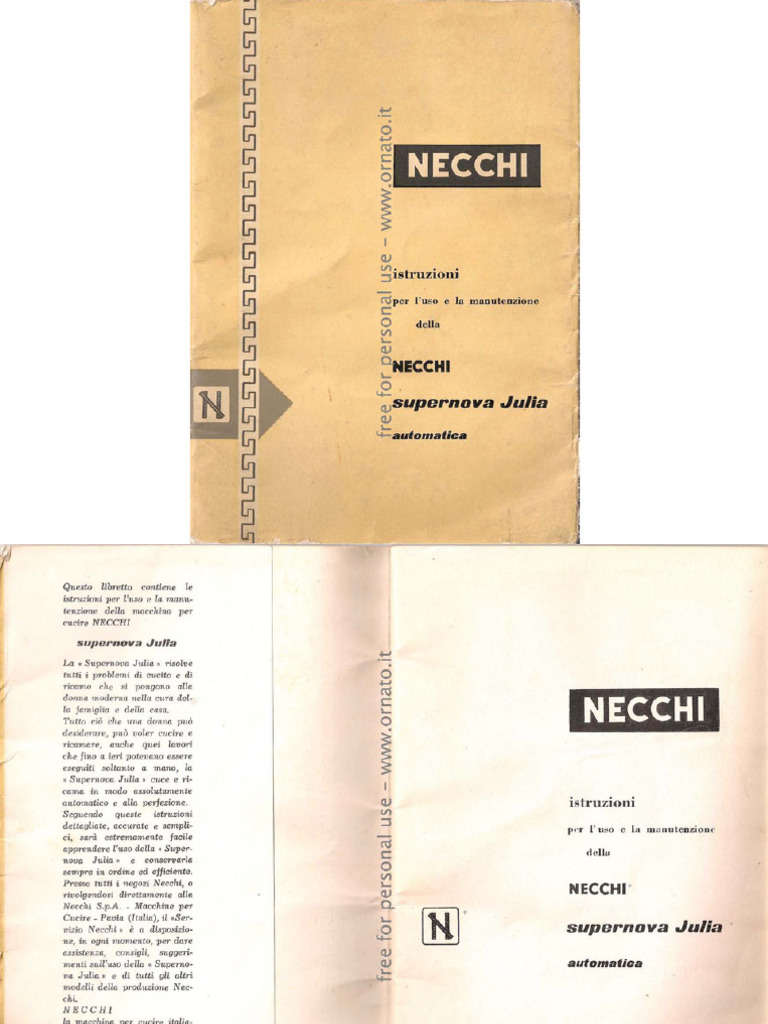 Necchi Supernova Julia Sewing Machine | PDF