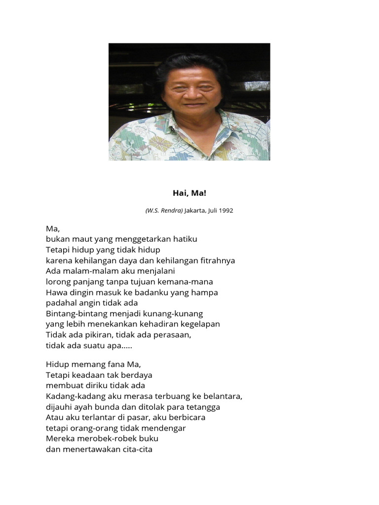 Puisi Ws Rendra Dan Gambarnya | PDF