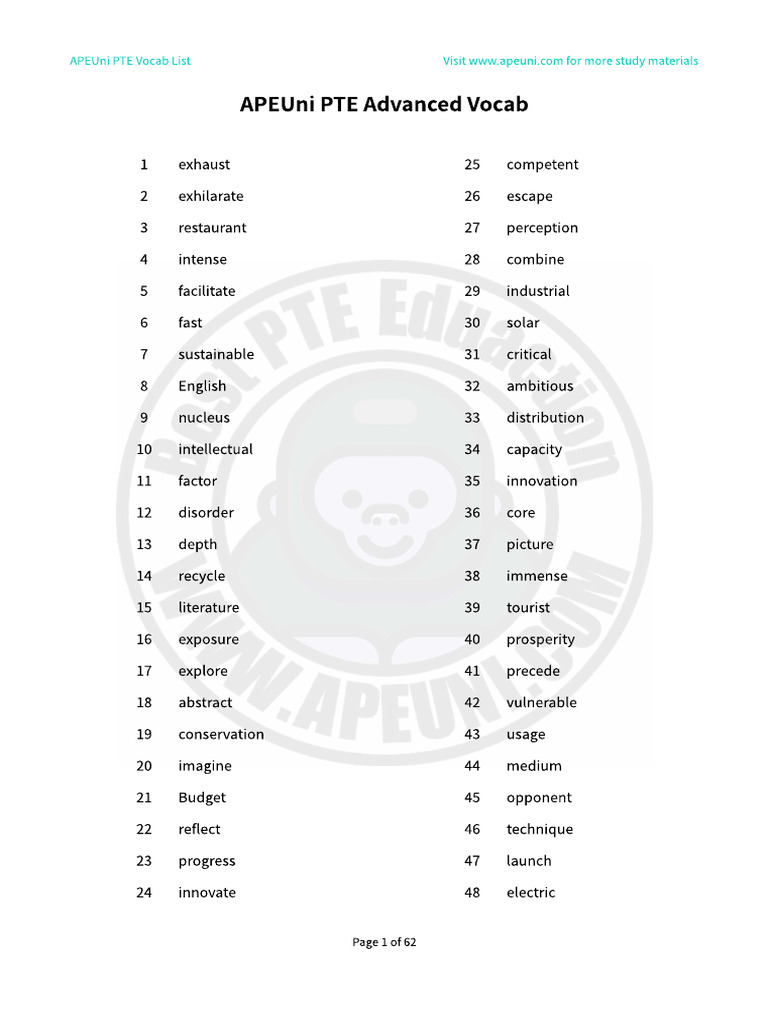 Vocab Book Words | PDF