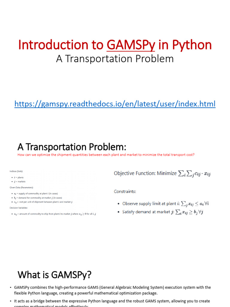 Introduction To GAMSPy in Python | PDF | Equations | Function (Mathematics)