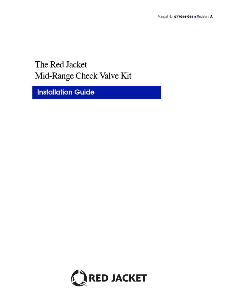 Red Jacket Check Valve Installation Guide 577014-044 | PDF | Valve | Safety