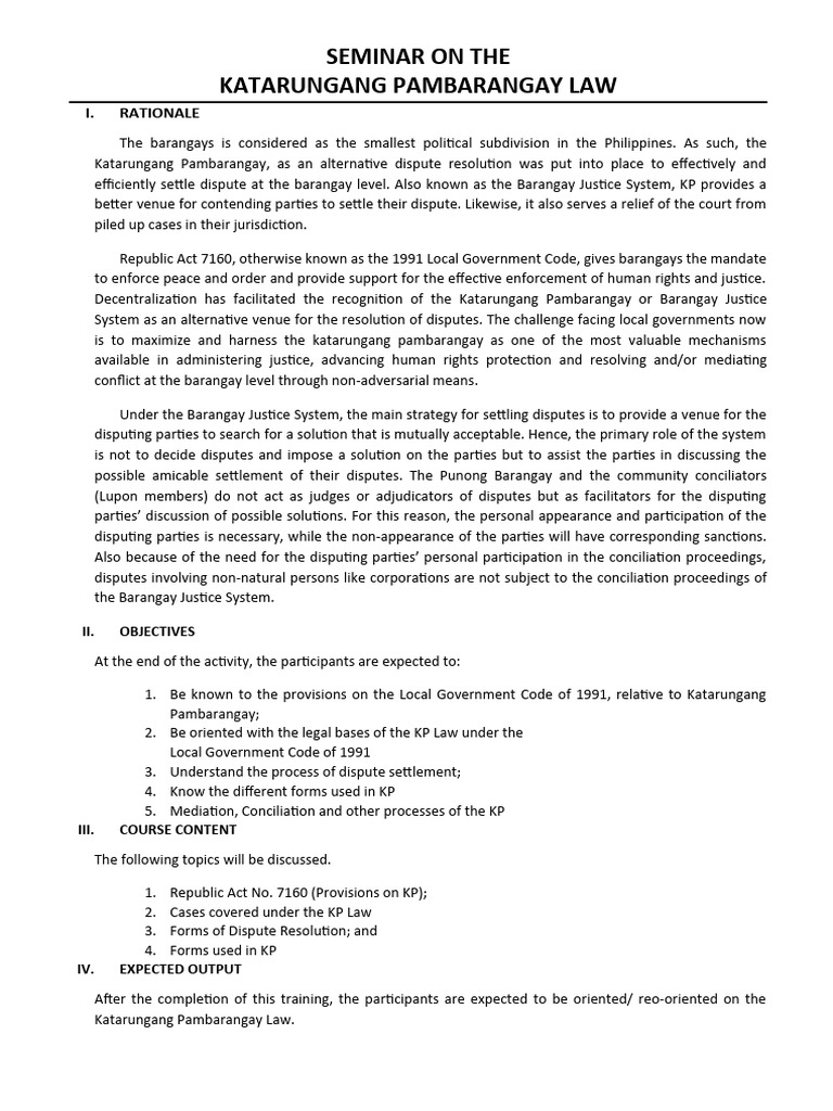 Training Design Kp 2024 | PDF | Alternative Dispute Resolution | Justice